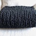 Black Chunky Knit Blanket, Throw Blanket, Small to Large Sizes and Free ...