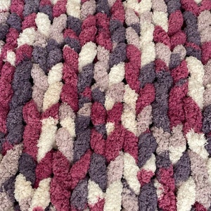 Multicolor Plum Chunky Blanket, Chunky Knit Throw, Soft Chenille Chunky ...
