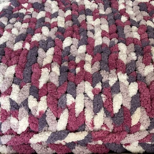 Multicolor Plum Chunky Blanket, Chunky Knit Throw, Soft Chenille Chunky ...