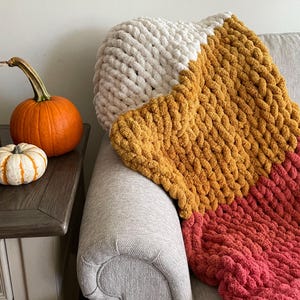 Candy Corn Chunky Knit Blankets for Fall and Halloween Home Decor and ...