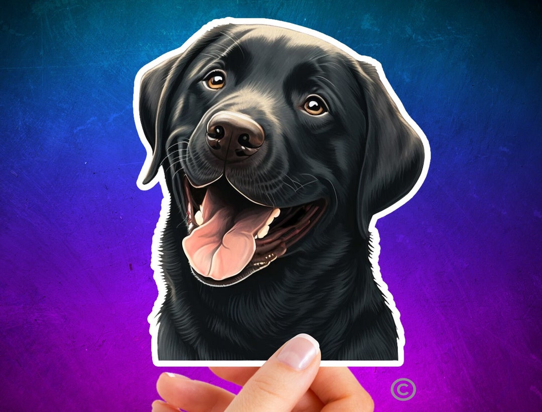 Black Labrador Retriever Vinyl Sticker Cute and Decorative for Laptops ...