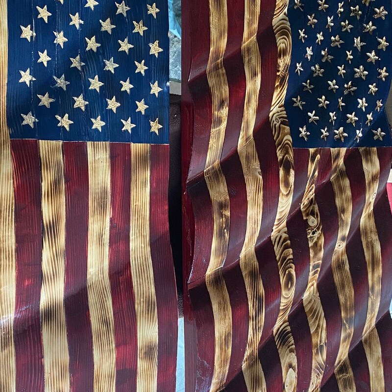 Wavy Wooden American Flag - Etsy