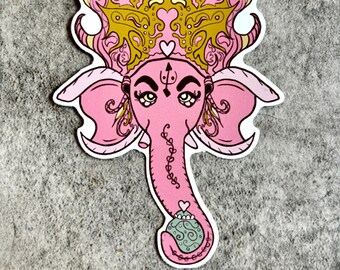 Ganesha Sticker, Eternal Bliss Logo, Ganesh Lucky Decal, Hindu God ...