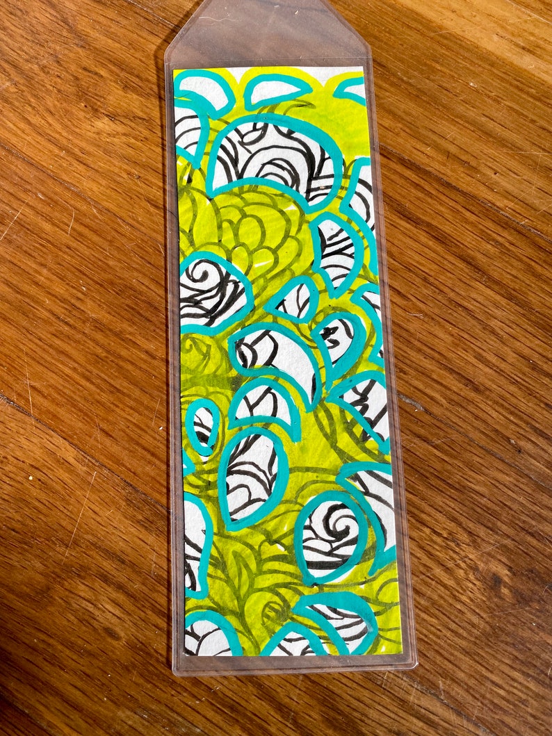 Hand Drawn Bookmark Abstract Art Book Accessory Original Art - Etsy