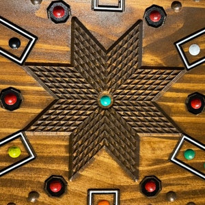 Heirloom Aggravation Board Game- Lakota Star Quilt, Wahoo and Carbles ...