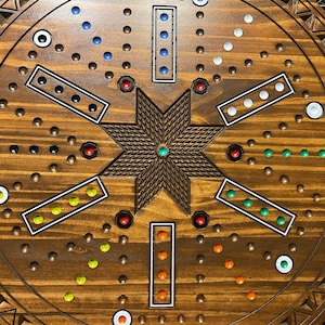 Heirloom Aggravation Board Game- Lakota Star Quilt, Wahoo and Carbles ...
