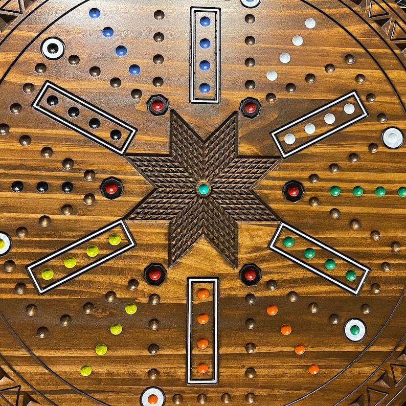 Heirloom Aggravation Board Game Lakota Star Quilt, Wahoo and Carbles ...