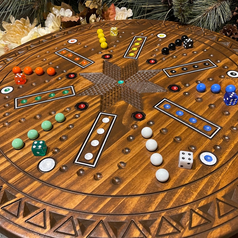 Heirloom Aggravation Board Game Lakota Star Quilt, Wahoo and Carbles ...