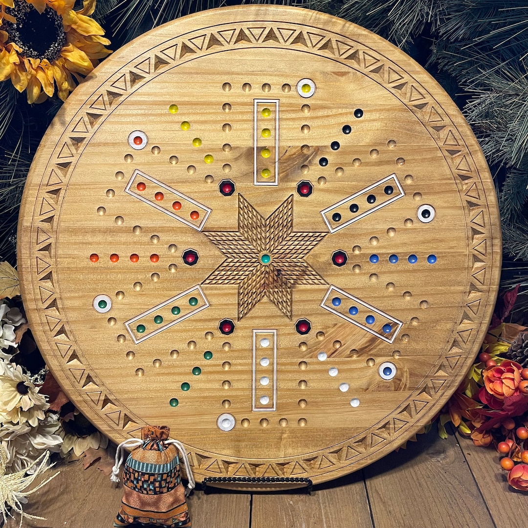 Heirloom Aggravation Board Game- Lakota Star Quilt, Wahoo and Carbles ...