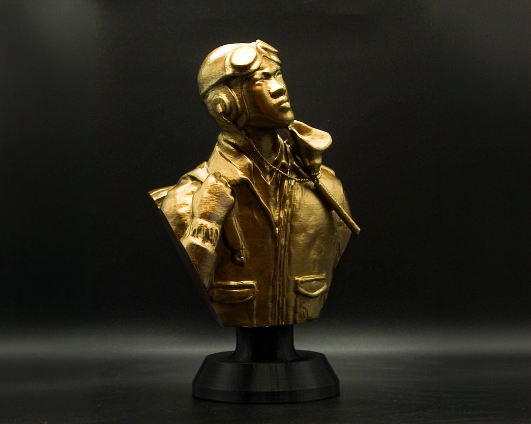 African American Tuskegee Airman Bust - Historical Tribute Sculpture ...