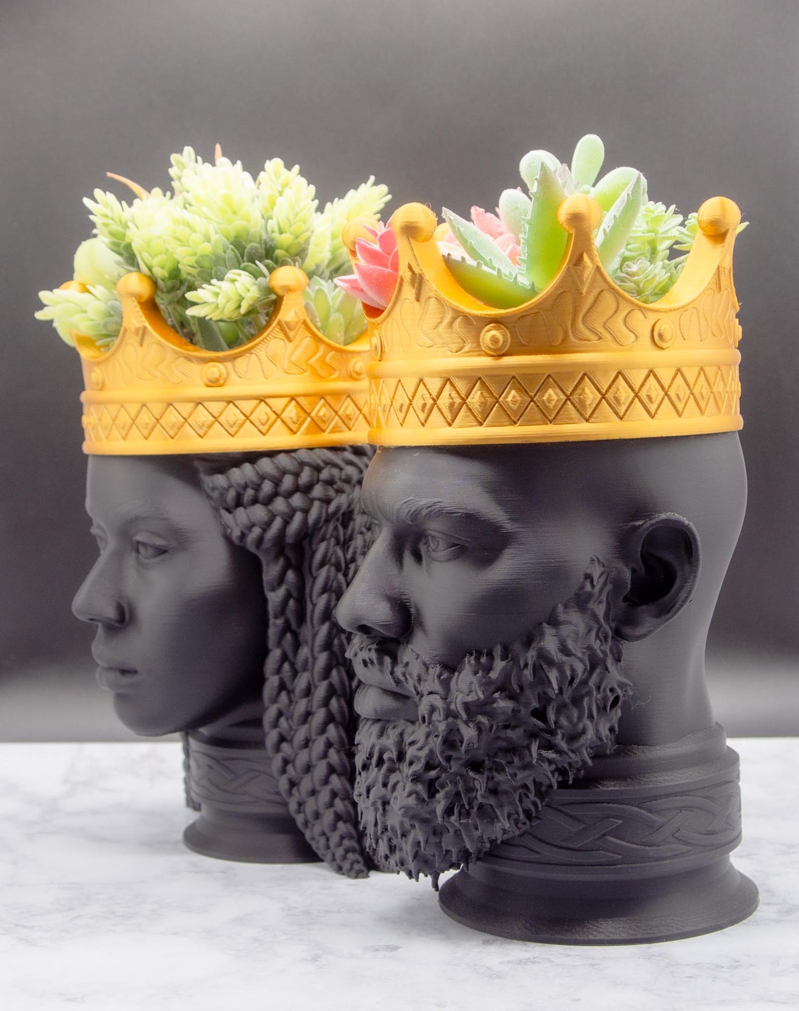 Afrocentric King and Queen Planter Set of 2 - Gift, Head Planter Art ...