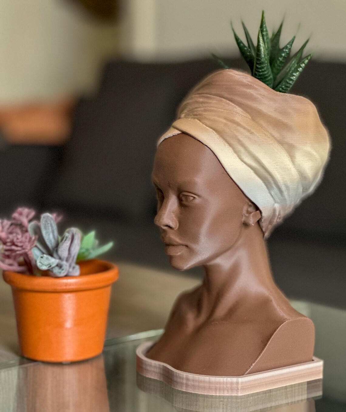 African Woman Face Succulent Planter – Earth Tones Colors - African ...