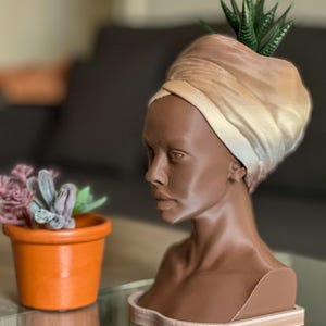 African Woman Face Succulent Planter – Earth Tones Colors - African ...