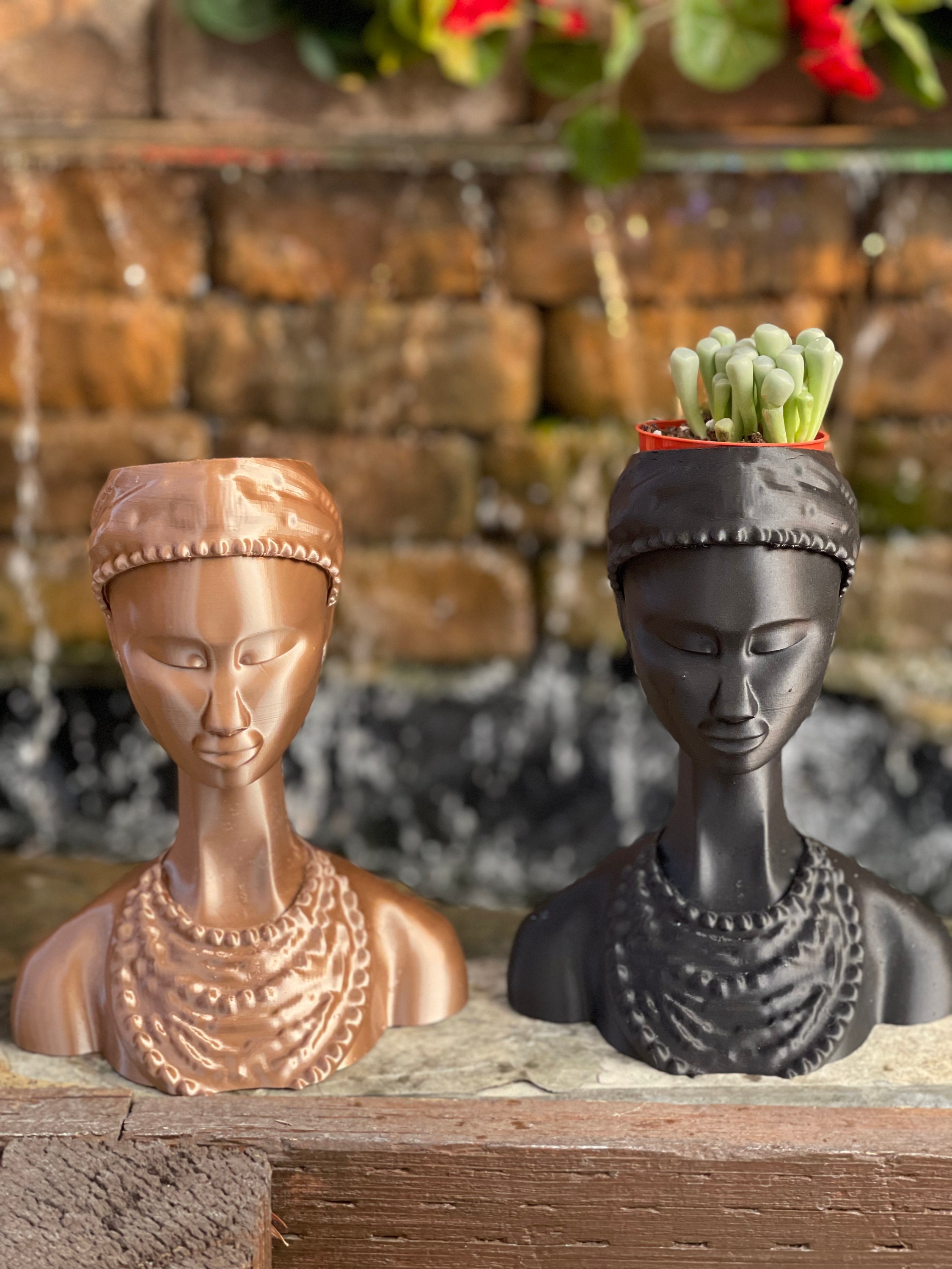 African Queen Face Head Planter Black Girl Pot | Etsy