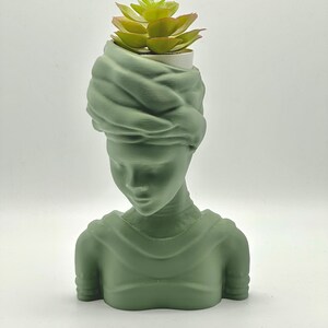 African Female Face Planter Pot | Female Statue Head Vase | Desk ...