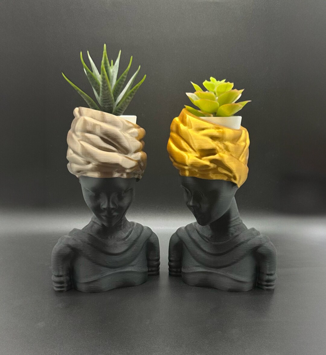 African Woman Succulent Planter Set - Cozy Afrocentric Room Decor ...
