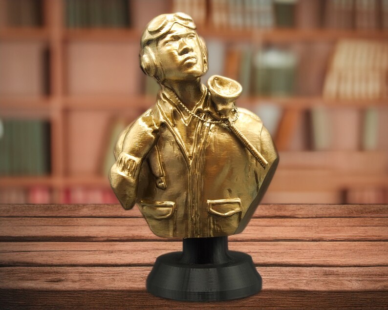 African American Tuskegee Airman Bust - Historical Tribute Sculpture ...
