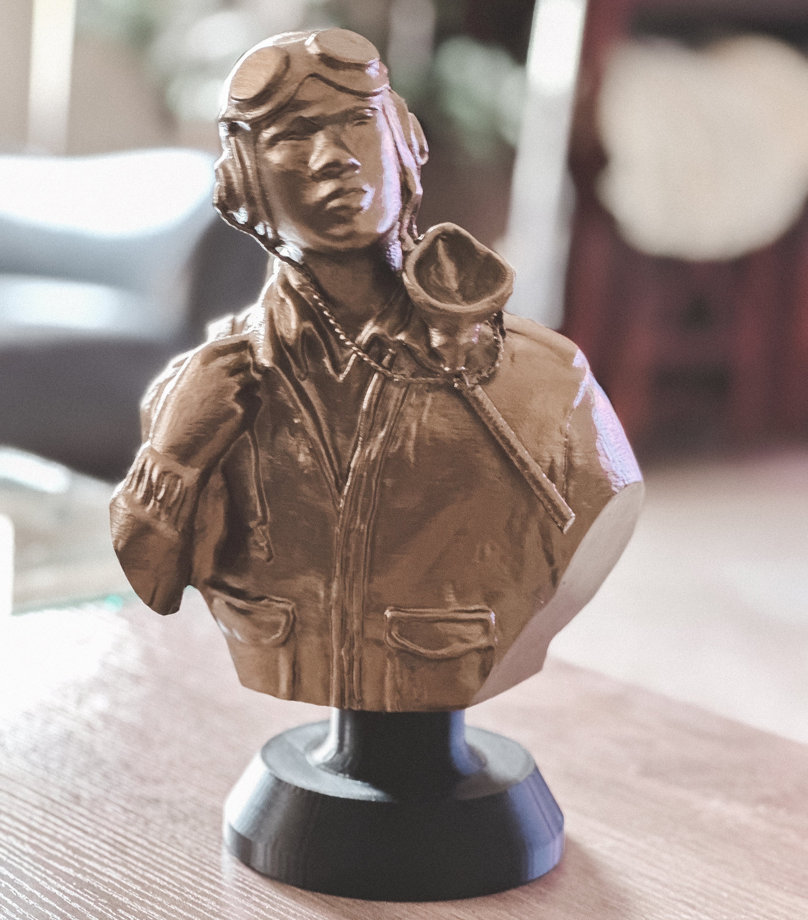 African American Tuskegee Airman Bust - Historical Tribute Sculpture ...