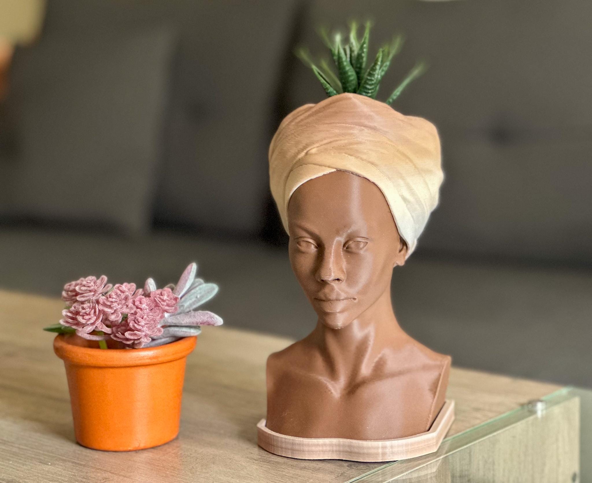 African Woman Face Succulent Planter Earth Tones Colors African ...