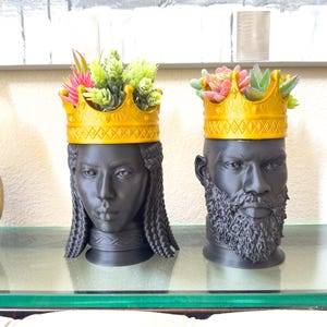 Afrocentric King and Queen Planter Set of 2 - Black Art - Etsy
