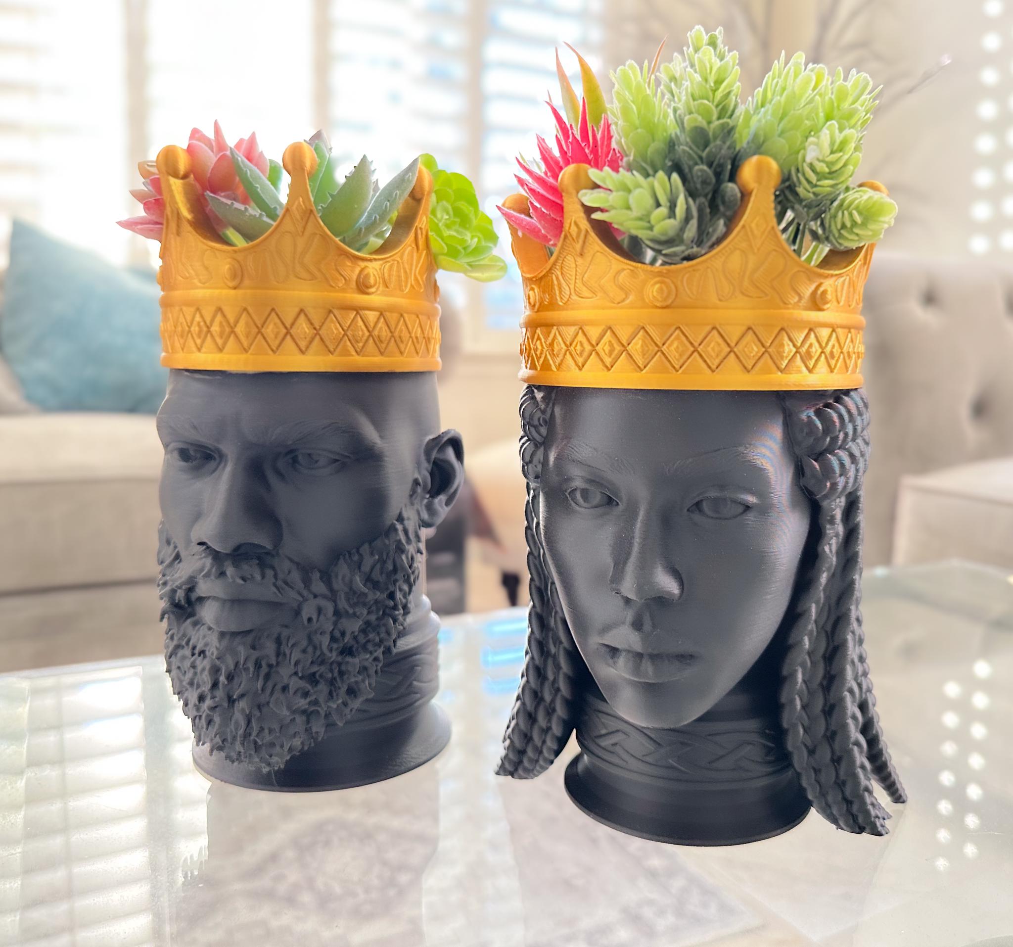 Afrocentric King and Queen Planter Set of 2 - Black Art - Etsy