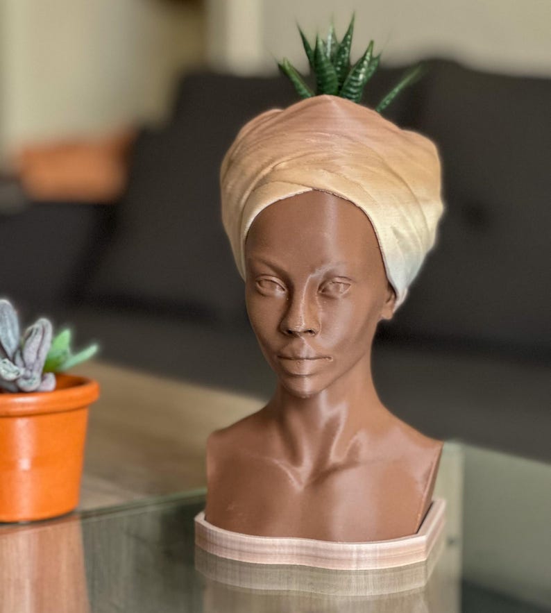 African Woman Face Succulent Planter – Earth Tones Colors - African ...