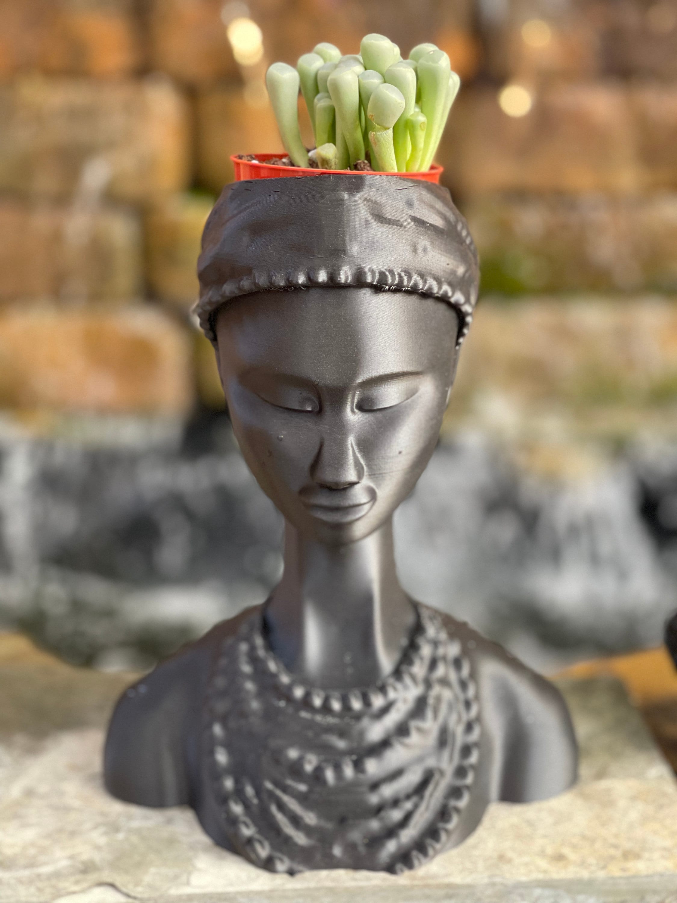 African Queen Face Head Planter, Black Girl Pot - Etsy