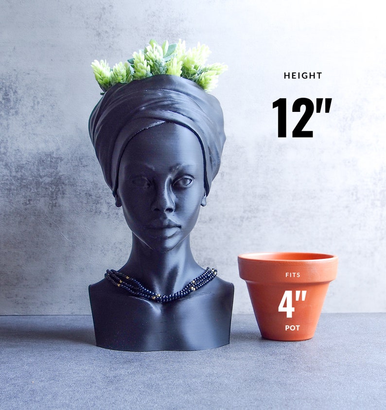 Afrocentric Woman Face Planter - Desk Planter, African Bust, Cozy Room ...