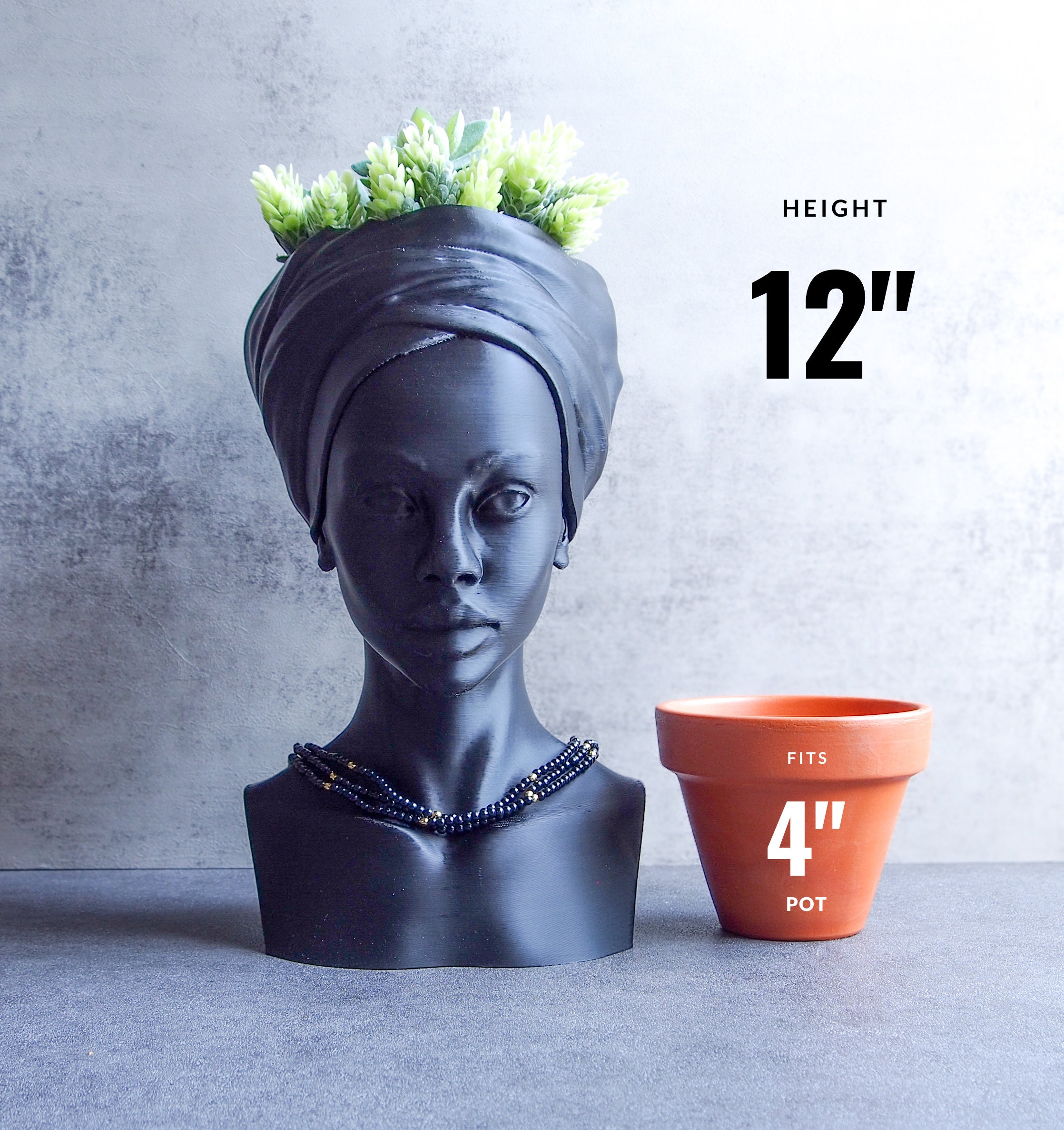 Afrocentric Woman Face Planter - Desk Planter, African Bust, Cozy Room ...