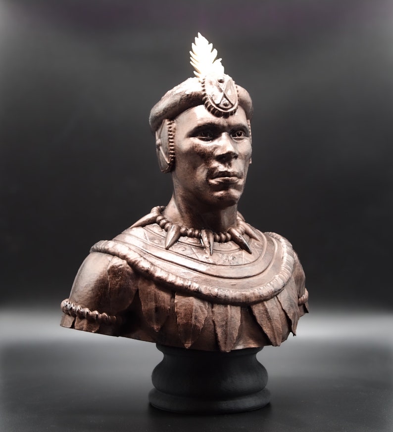 Shaka Zulu Bust - Handmade Art, Office and Home, Tabletop, African King ...