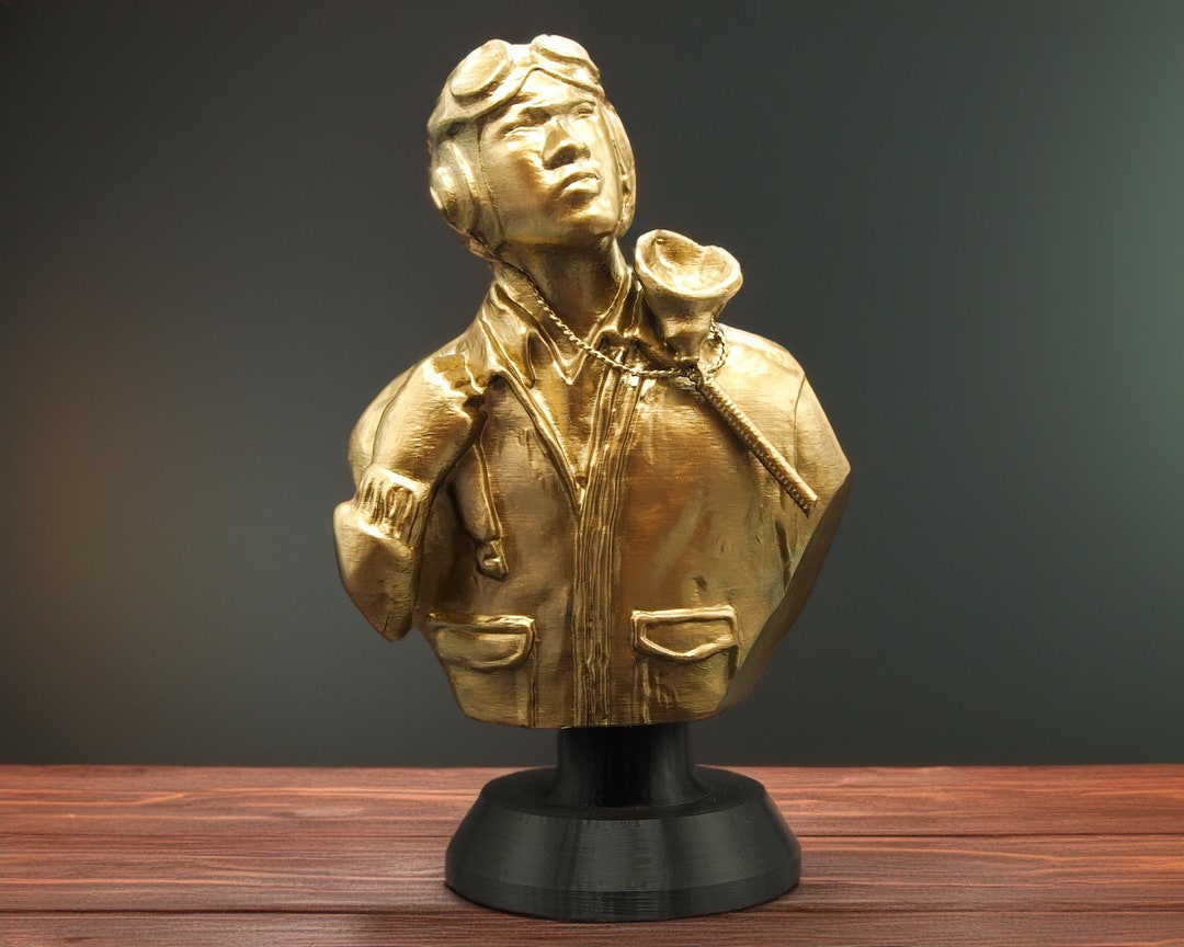 African American Tuskegee Airman Bust Historical Tribute Sculpture ...