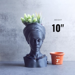 Afrocentric Woman Face Planter - Desk Planter, African Bust, Cozy Room ...