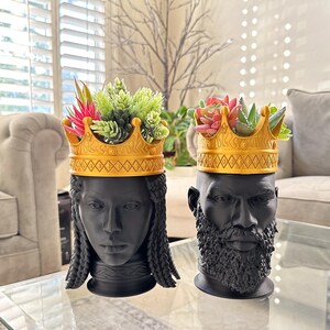 Afrocentric King and Queen Planter Set of 2 - Black Art - Etsy