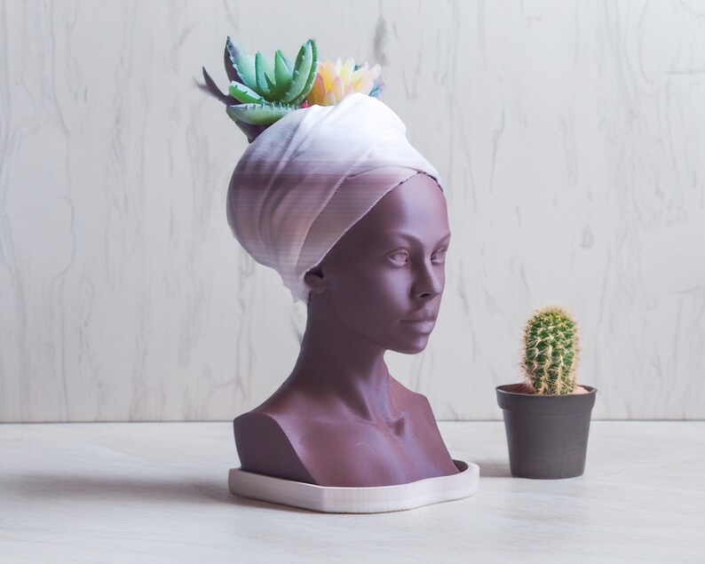 African Woman Face Succulent Planter – Earth Tones Colors - African ...