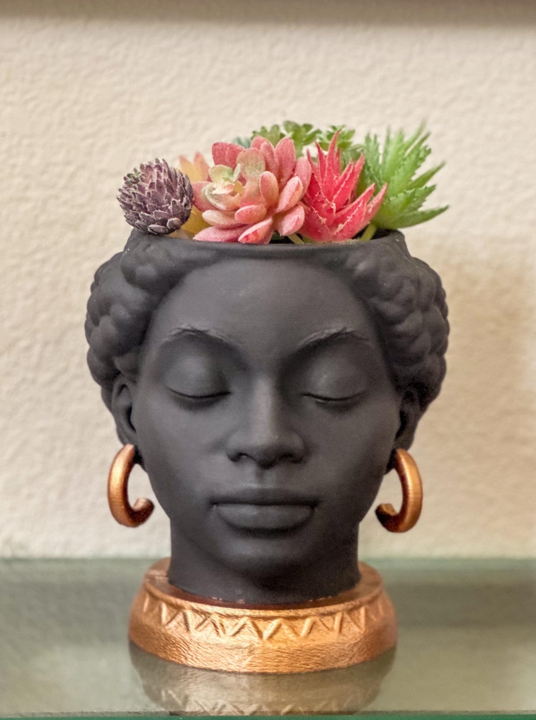 Black Women Face Planter, Succulent Planter, Ebony Lady Face Pot ...