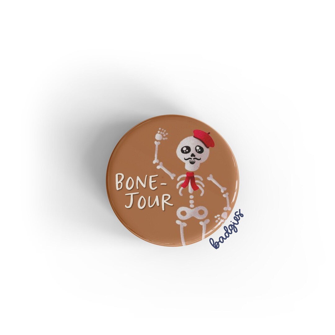 Bone-jour Badgie, Skeleton Badge Reel Cover, French, Sports Medicine ...