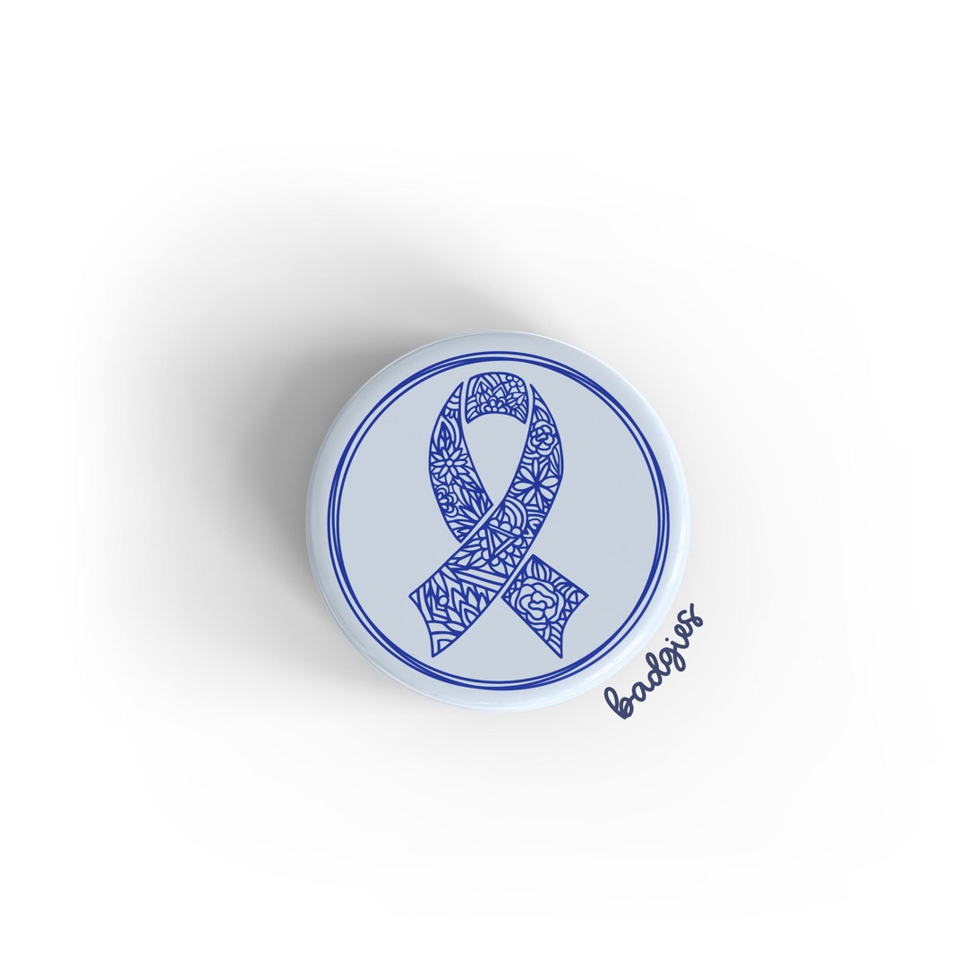 Blue Awareness Ribbon Badgie, Autism Awareness Badge Reel Cover, Colon ...