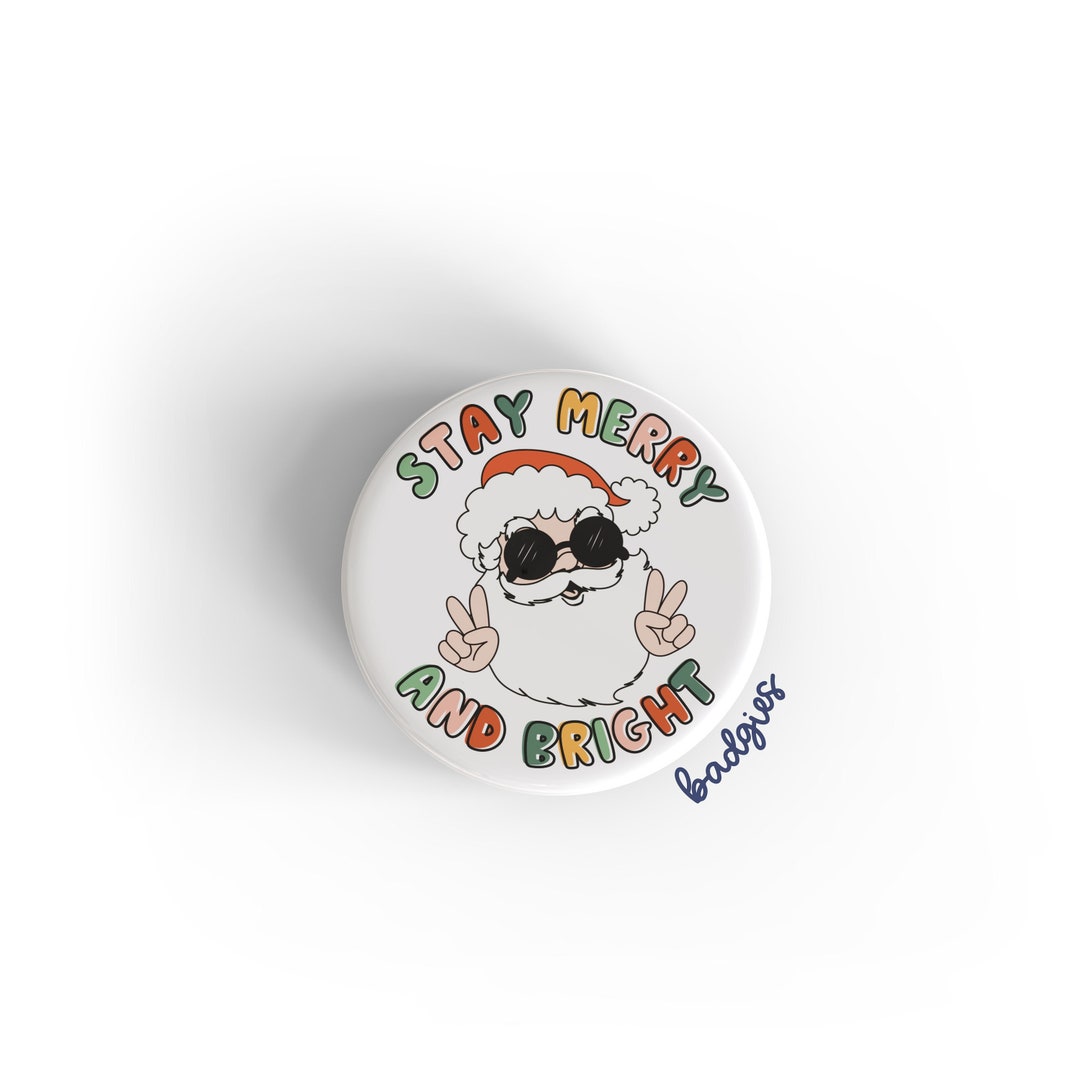 Stay Merry and Bright Badgie, Santa Badge Reel Cover, Christmas Nurse ...