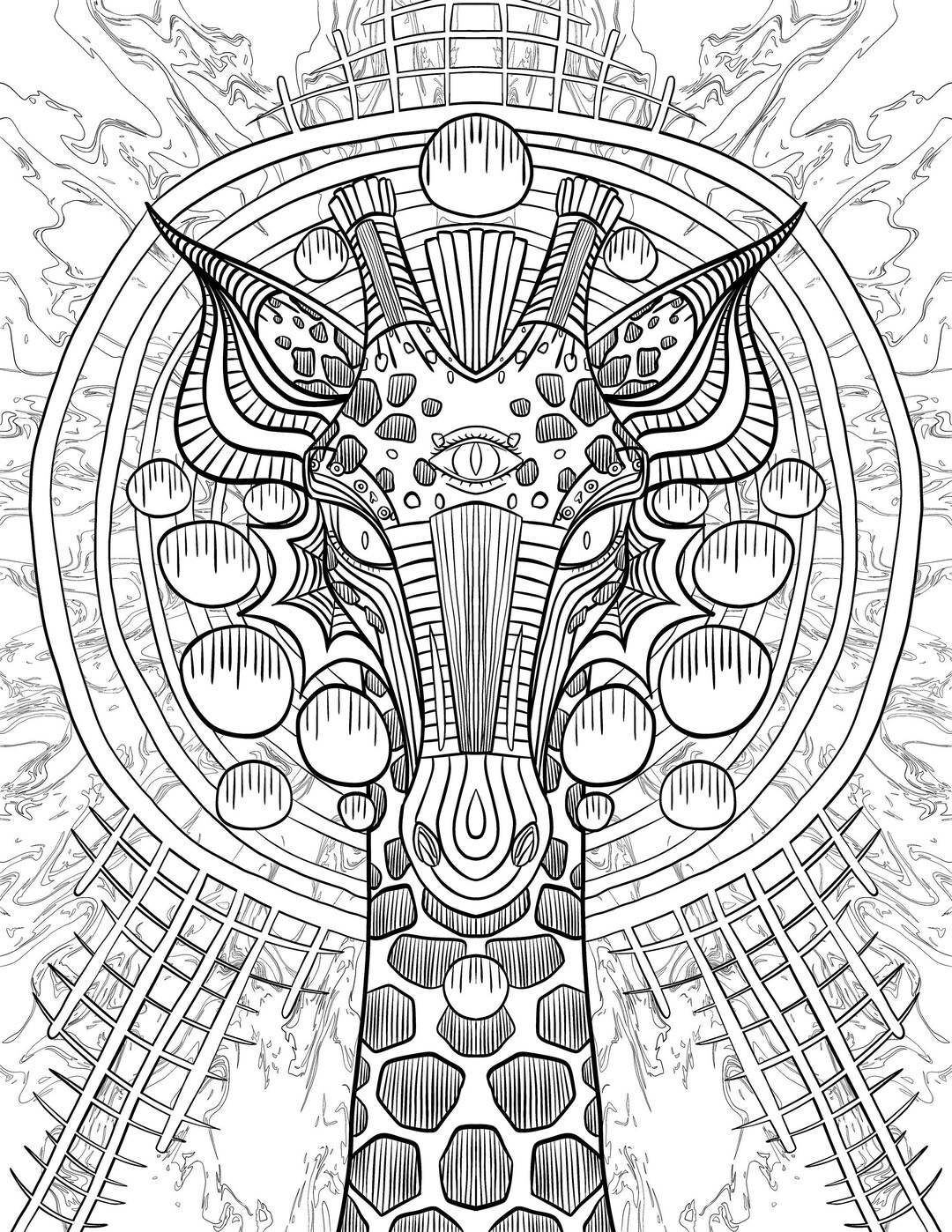 Digital Coloring Page Printable Page PDF File Trippy Psychedelic High ...