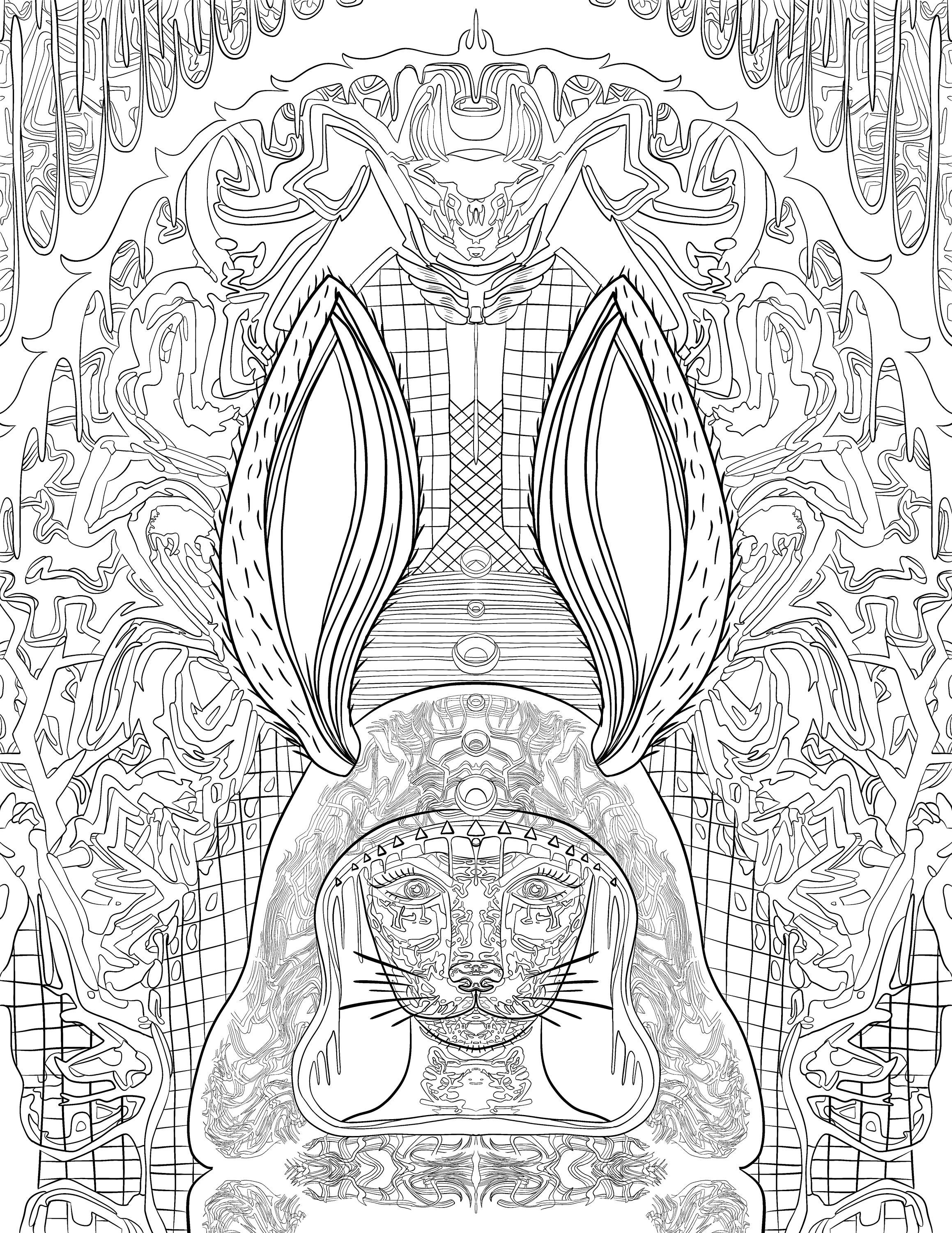 Digital Coloring Page Printable Page PDF File Trippy Psychedelic High ...