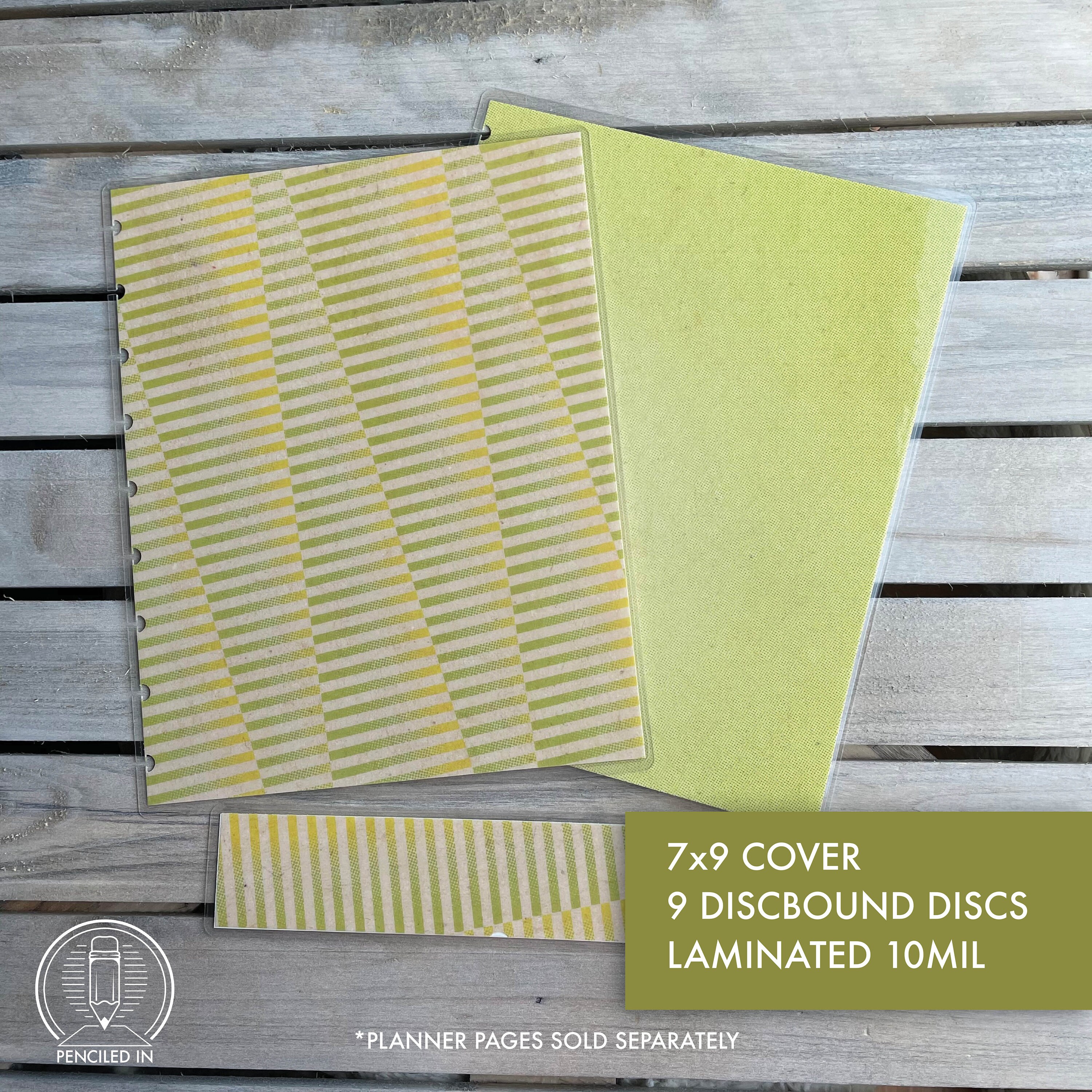 9x7 Disc Bound Planner Cover Electric Greens 9 Disc Planner 10mil ...