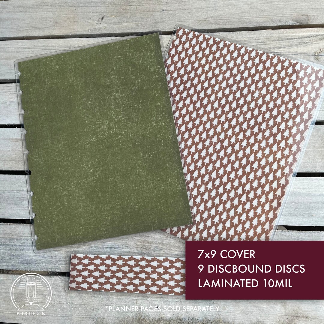 9x7 Disc Bound Planner Cover - Trees With Forest Green (reversible) - 9 ...