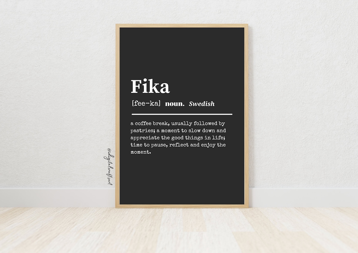 Fika Printable Sign | Fika Definition Print | Swedish Wall Art | Fika ...