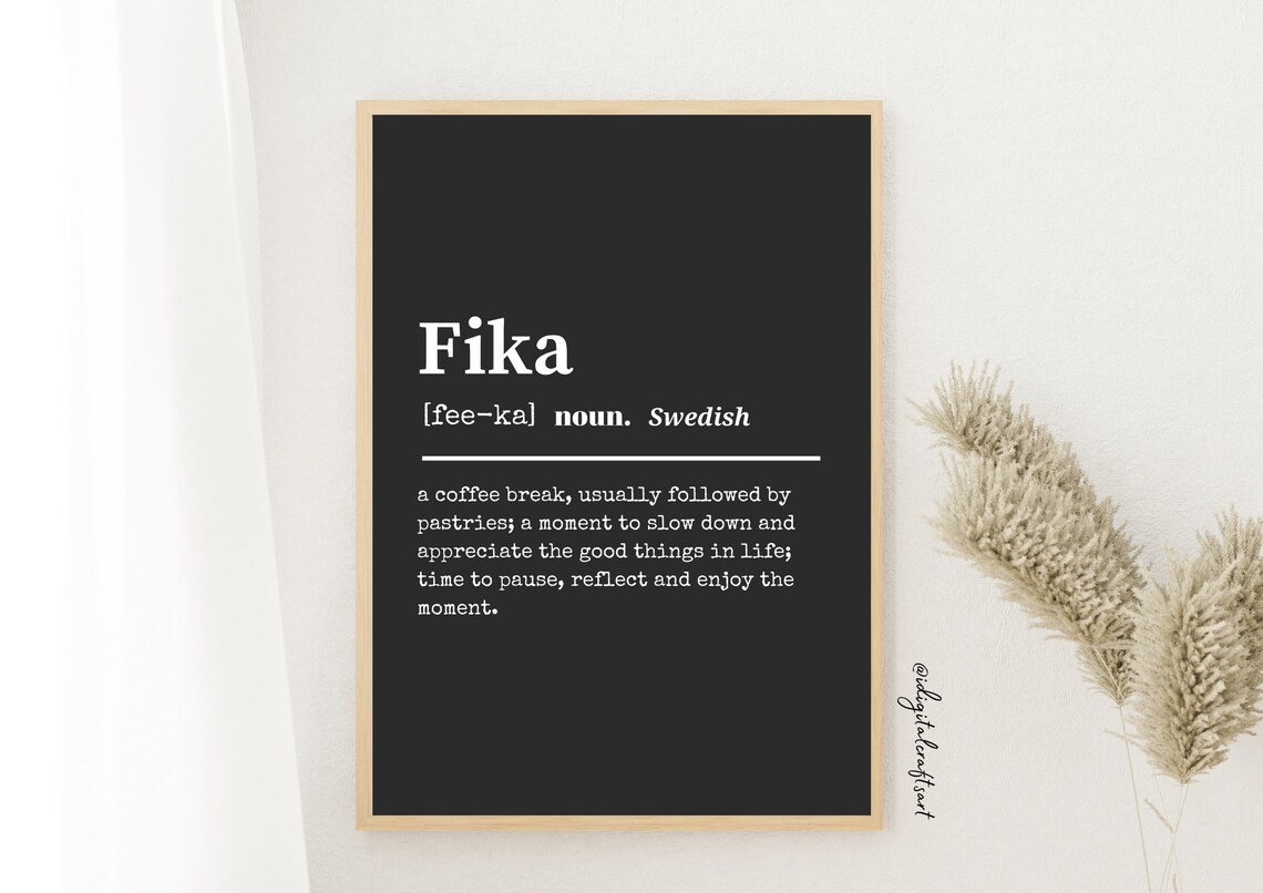 Fika Printable Sign | Fika Definition Print | Swedish Wall Art | Fika ...