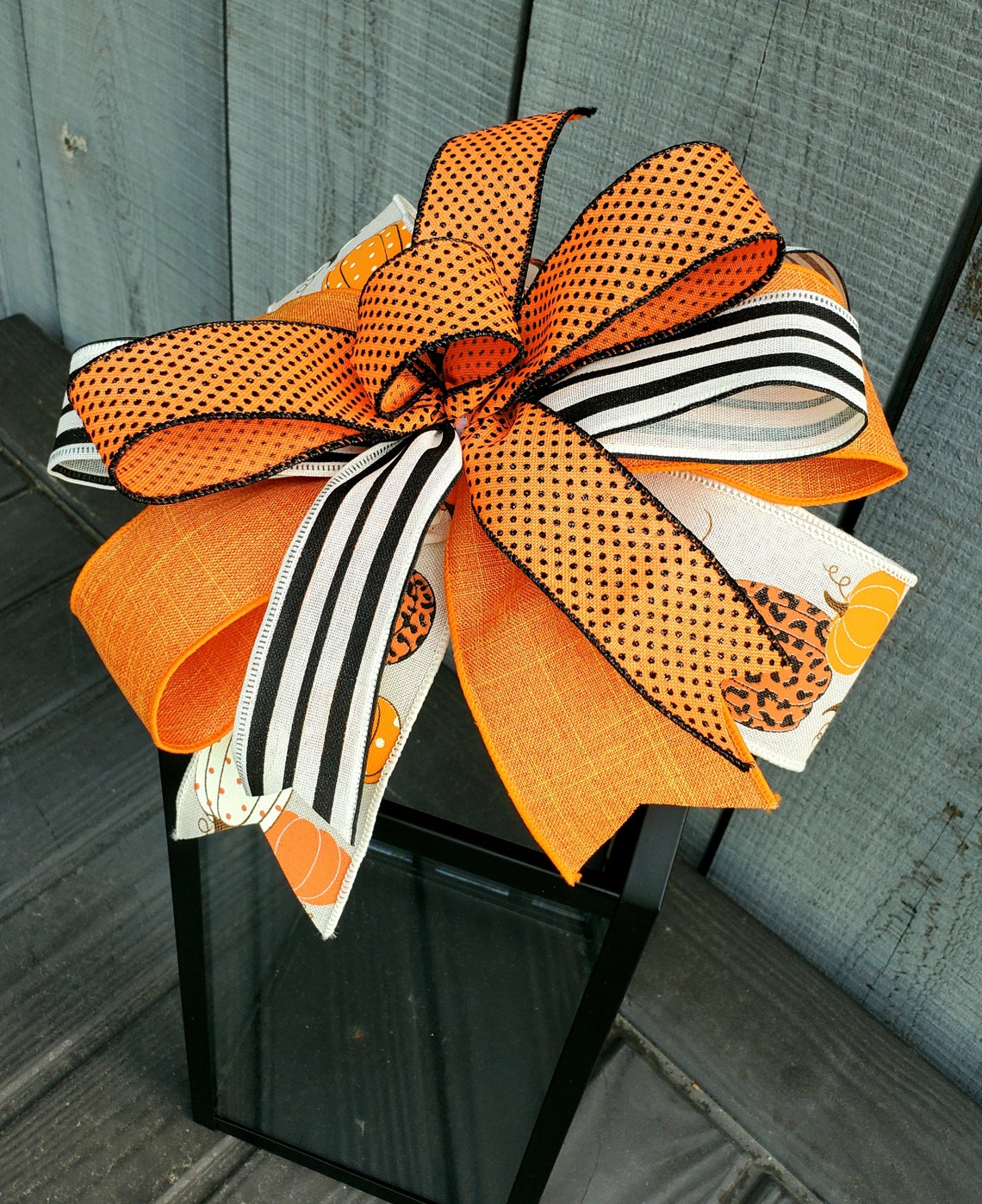 Fall Pumpkin Lantern Bow, Thanksgiving Bow for Front Porch, Fall ...