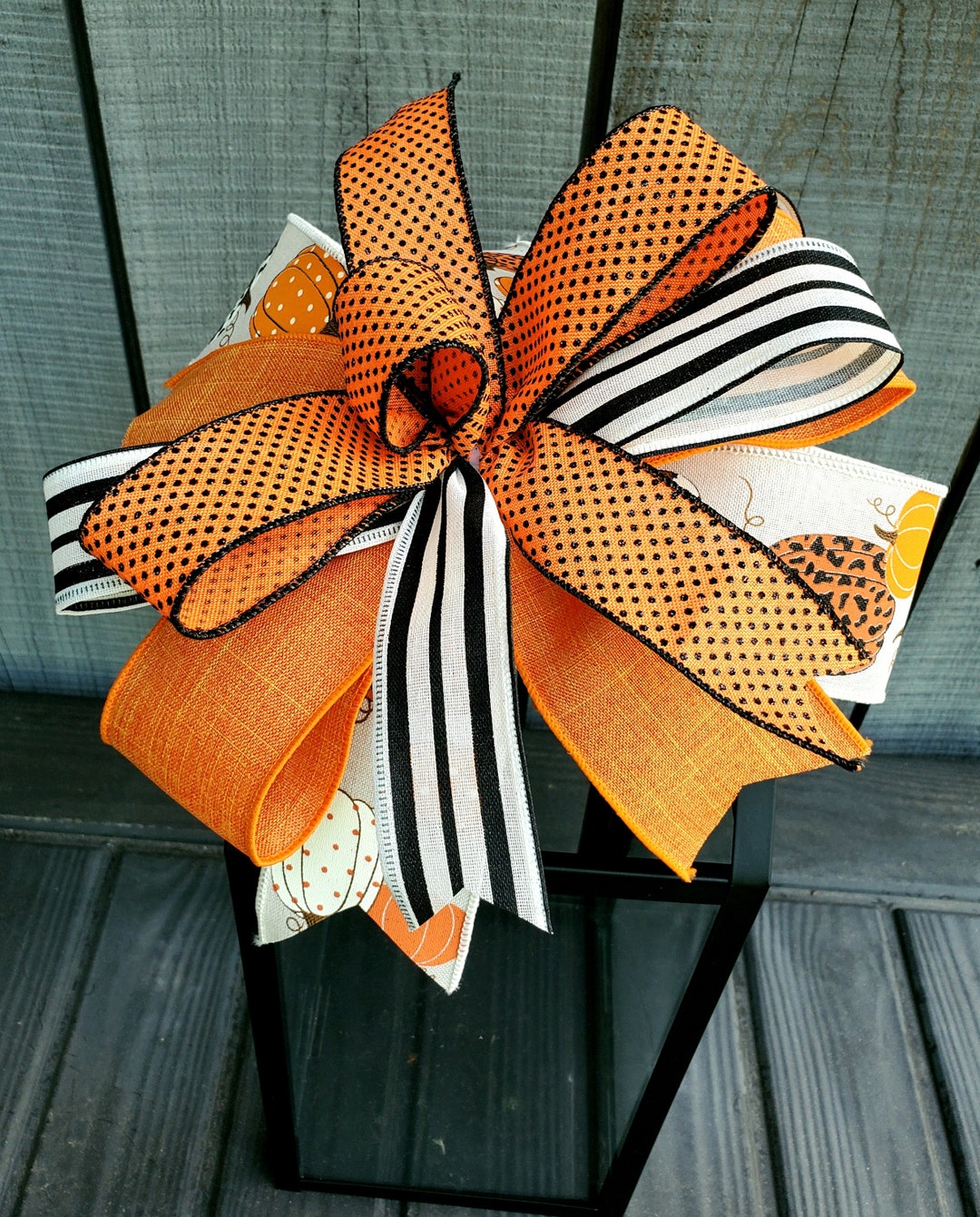 Fall Pumpkin Lantern Bow, Thanksgiving Bow for Front Porch, Fall ...