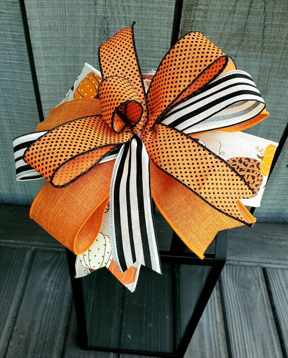 Fall Pumpkin Lantern Bow Thanksgiving Bow for Front Porch - Etsy