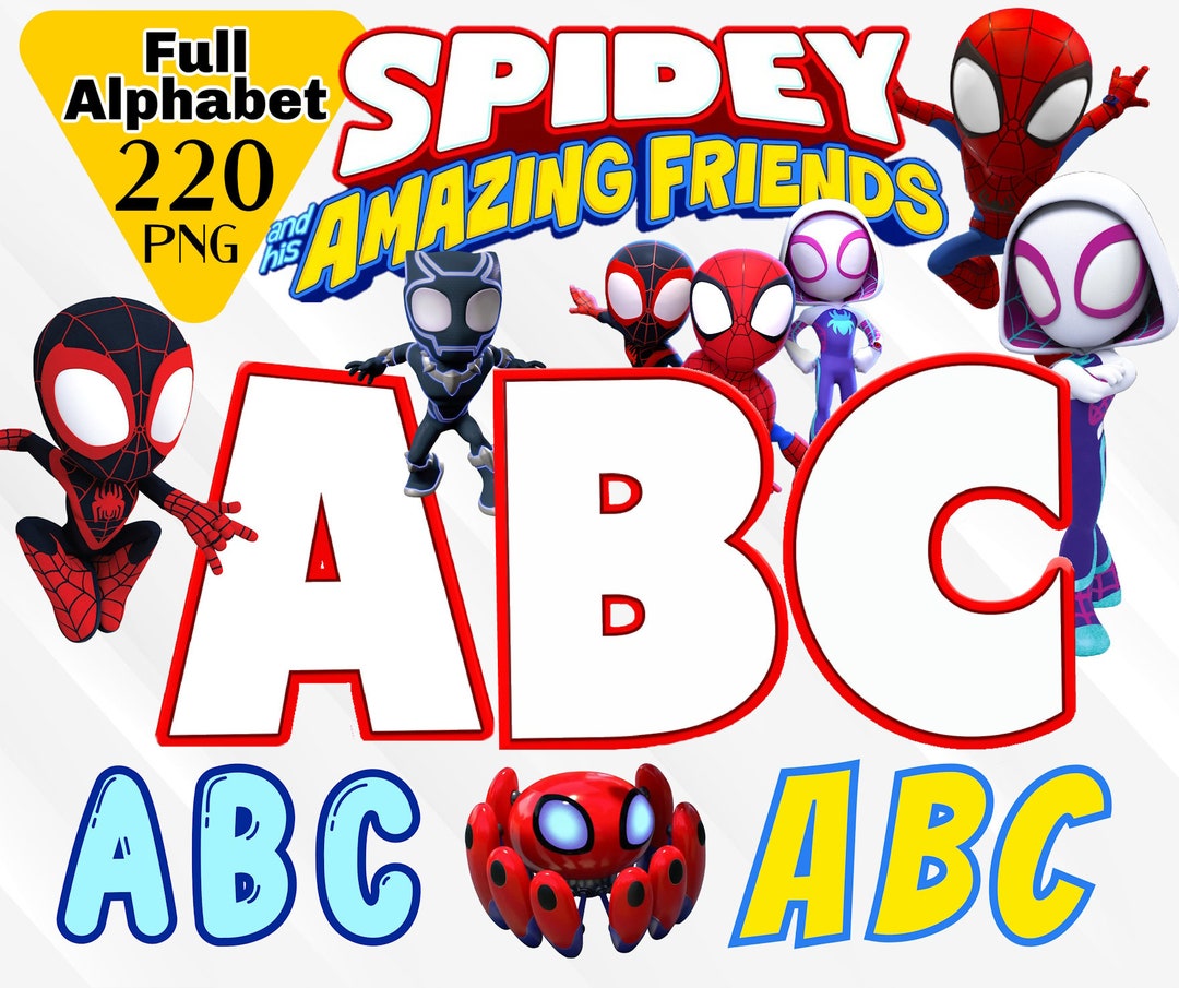 Spidey and His Amazing Friends Alphabet, Spidey Font, Spidey PNG ...