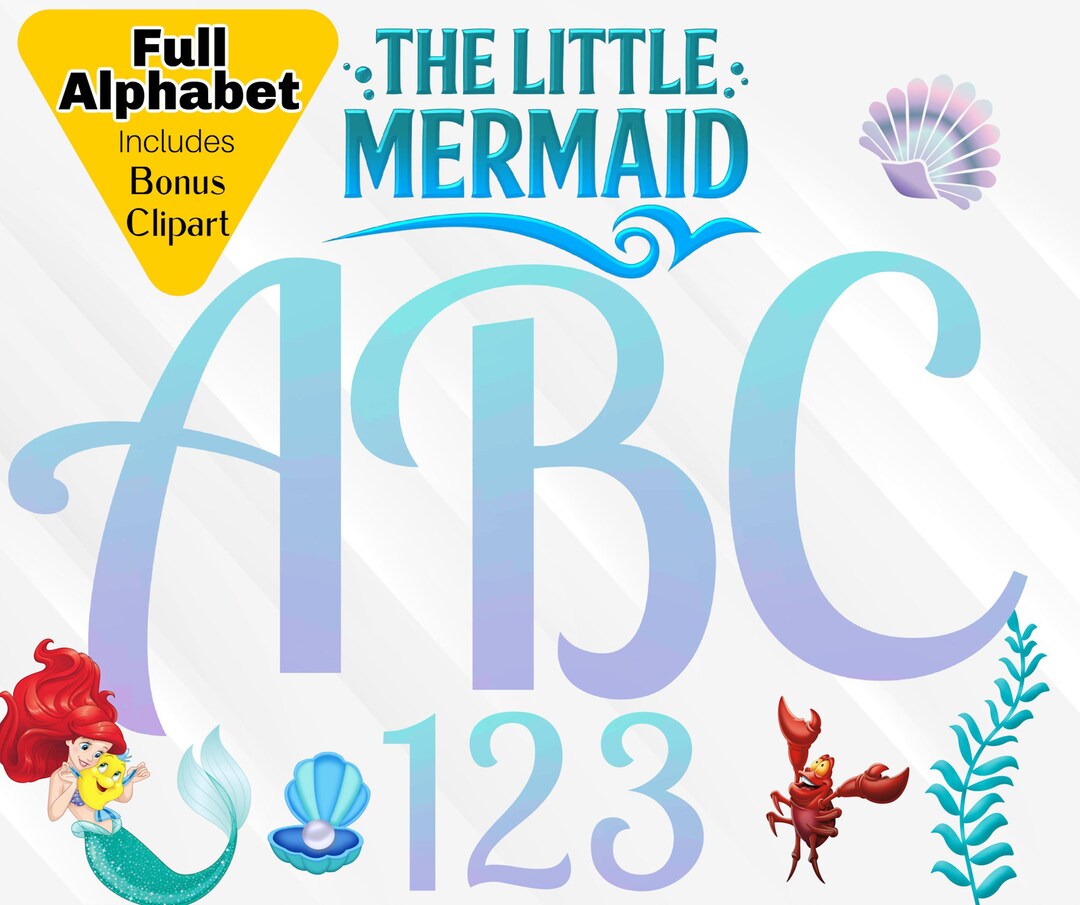 Little Mermaid Font Little Mermaid PNG Alphabet Ariel PNG - Etsy Canada