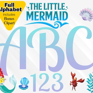 Little Mermaid Font, Little Mermaid PNG Alphabet, Ariel PNG Clipart ...